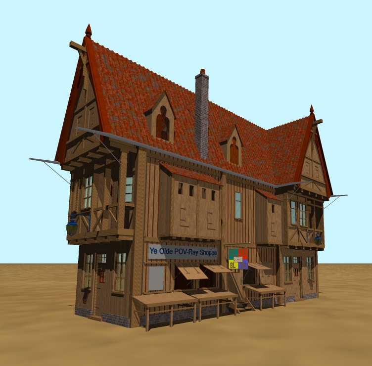 POV-Ray: Newsgroups: moray.binaries: Medieval house #4